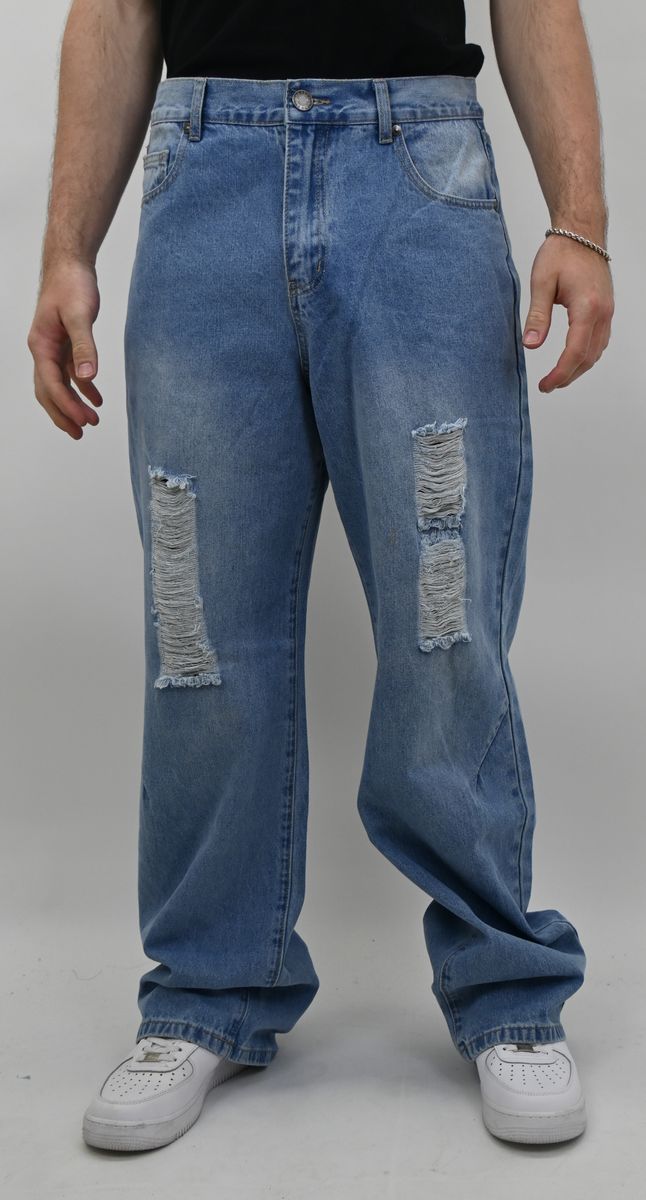 Light Blue Ripped Baggy Jeans | SBO Design